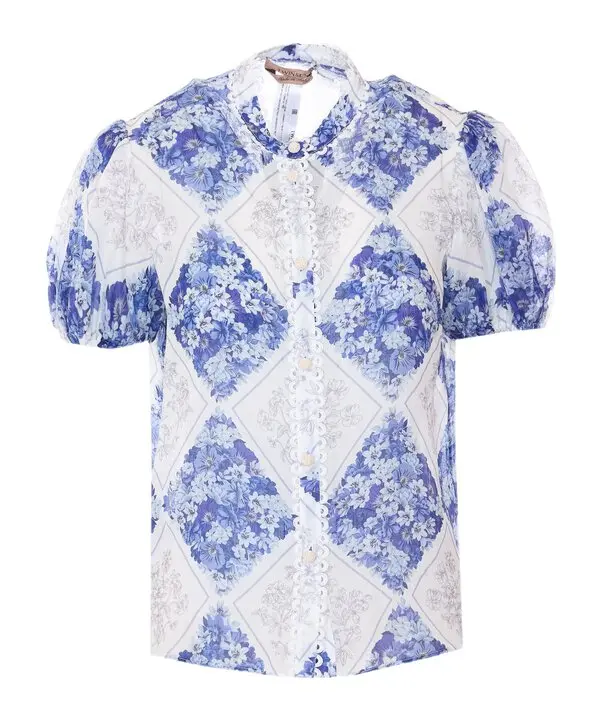 TWINSET Floral Printed Crewneck Shirt - White