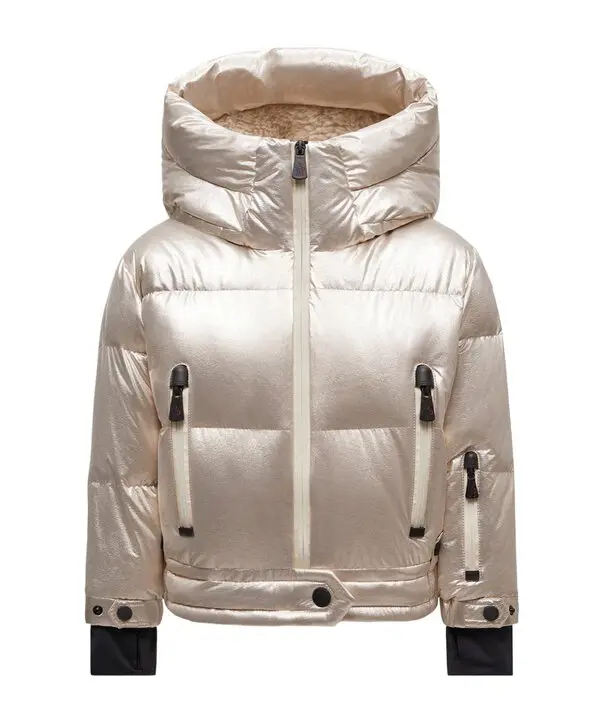 Moncler Violette Metallic Down Jacket With Hood