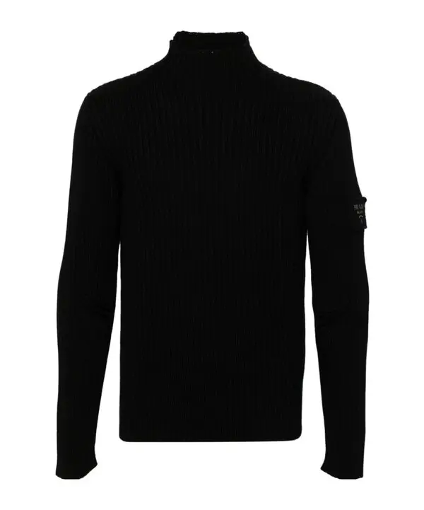 Prada Logo-lettering Roll-neck Jumper - Black