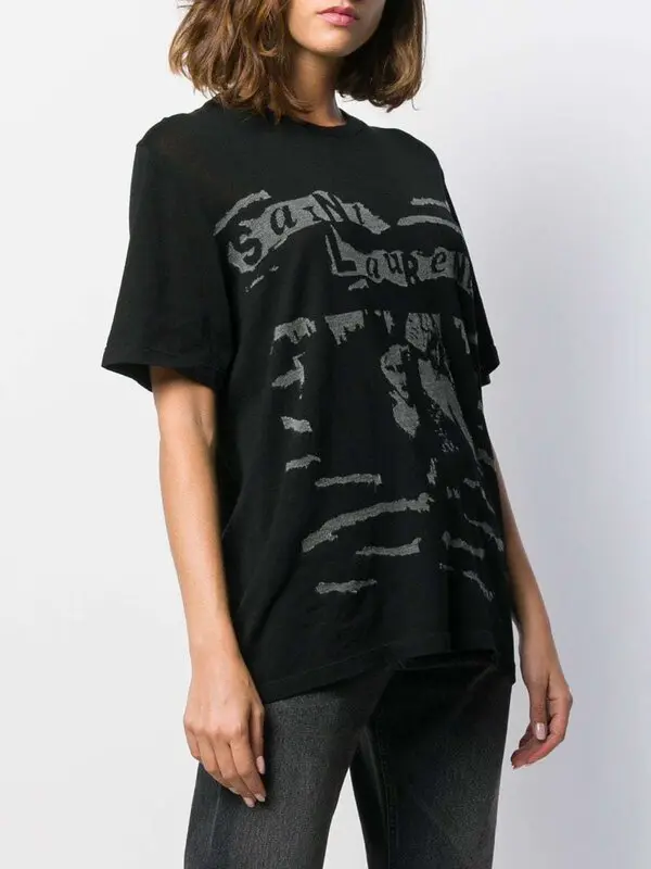 Saint Laurent Jacquard Logo Crewneck T-shirt