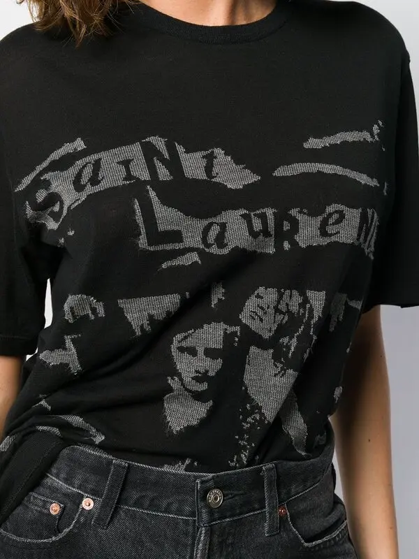 Saint Laurent Jacquard Logo Crewneck T-shirt
