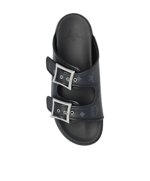 Mcm Buckle-detail Flat Sandals - Black