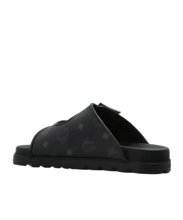 Mcm Buckle-detail Flat Sandals - Black