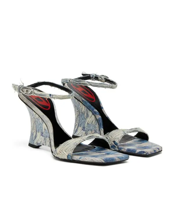 DIESEL® D-amber Wedge Sandals - Light Blue