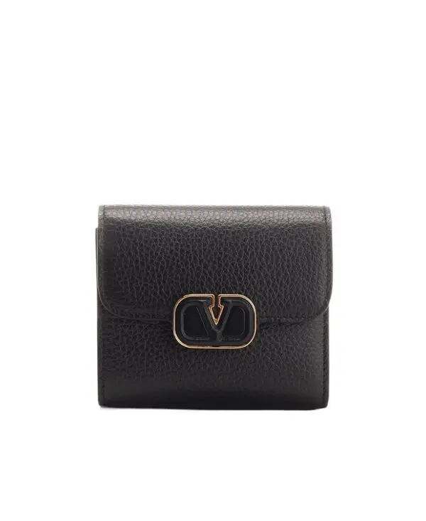 Valentino Garavani Vlogo Plaque Foldover Top Wallet - Black