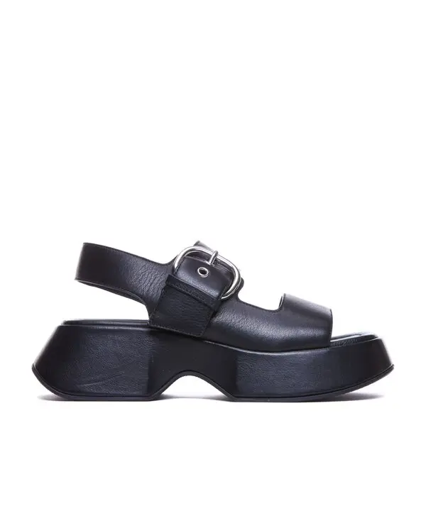 VIC MATIE Chunky Buckle Platform Sandals - Black