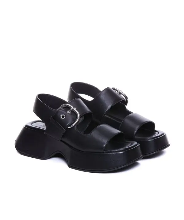 VIC MATIE Chunky Buckle Platform Sandals - Black