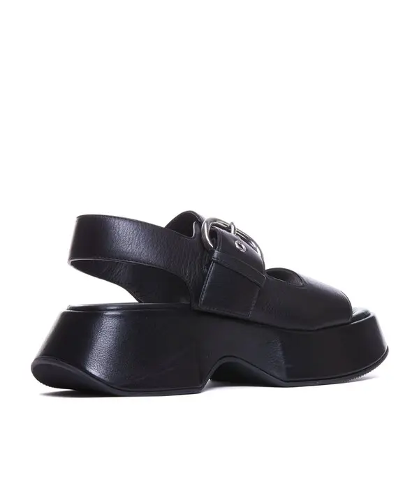 VIC MATIE Chunky Buckle Platform Sandals - Black