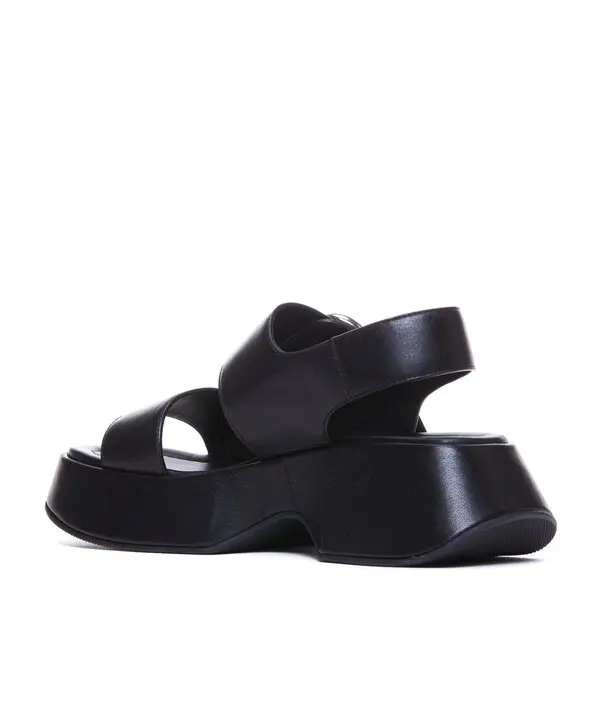 VIC MATIE Chunky Buckle Platform Sandals - Black