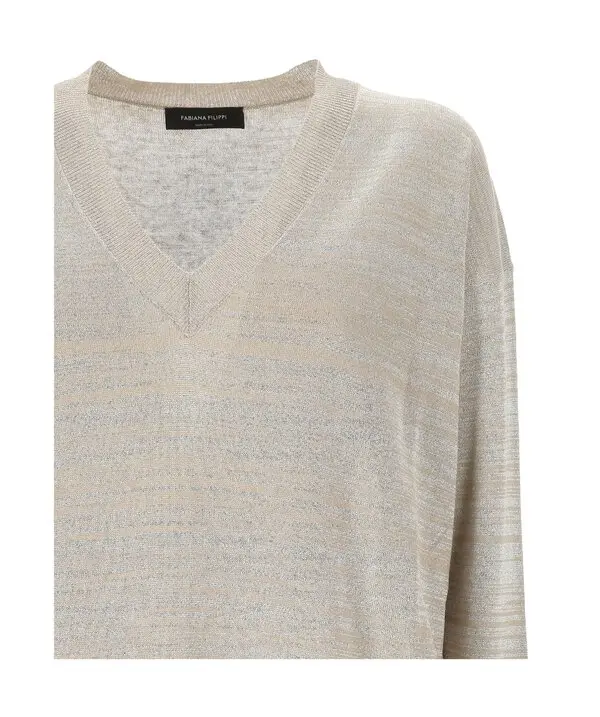 Fabiana Filippi V-neck Metallic-thread Jumper