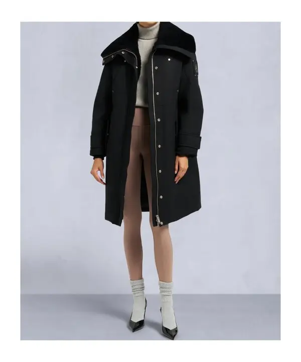 Moose Knuckles Long Sleeve Down Jacket With Merino Wool Collar