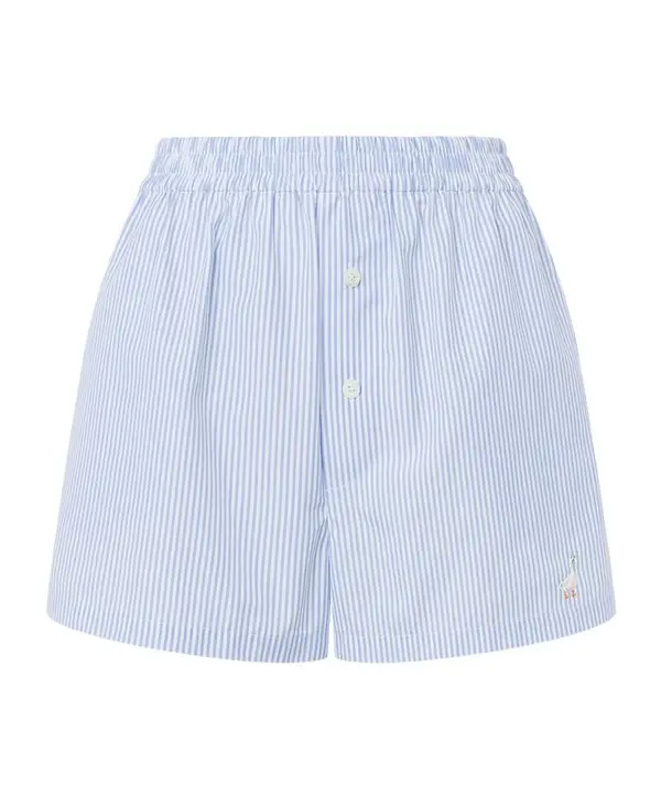 Moschino Embroidered Pinstriped Shorts - Blu