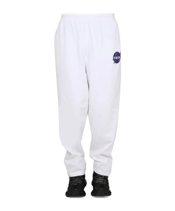 Balenciaga Elastic-waist Jogger Pants With Nasa Emblem - White