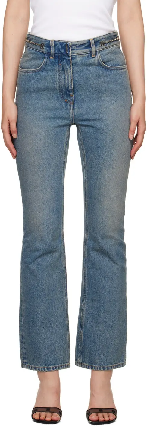 Givenchy Chain-detailed Bootcut Jeans - Medium Blue