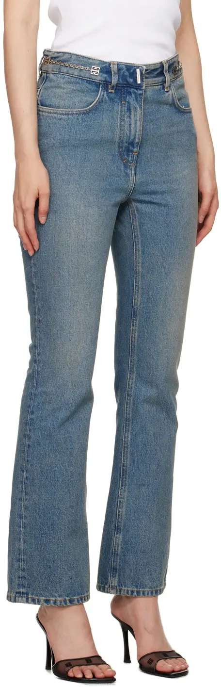 Givenchy Chain-detailed Bootcut Jeans - Medium Blue