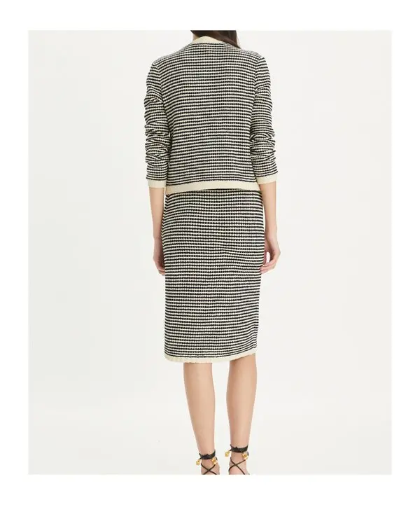 Tory Burch Kendra Knitted Cardigan With Contrasting Trim - Nude