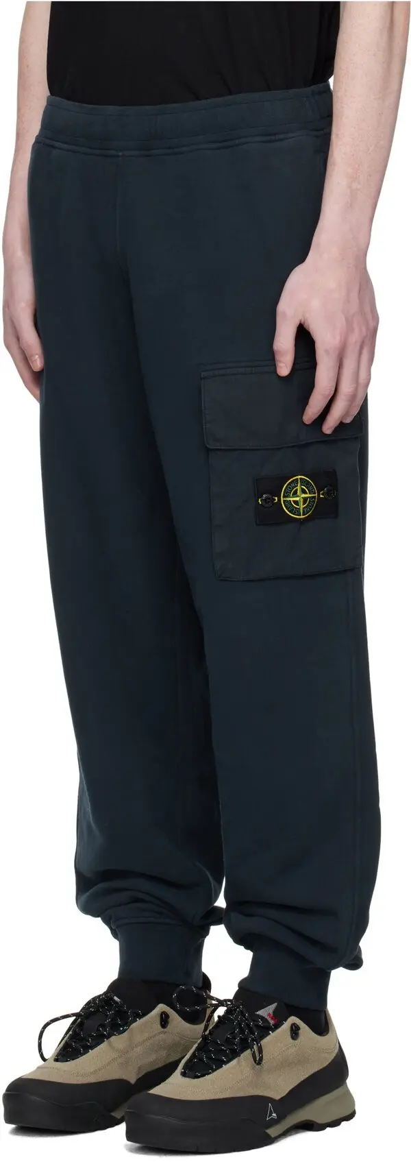 Stone Island Logo Patch Cuffed Hem Track Pants - Blue