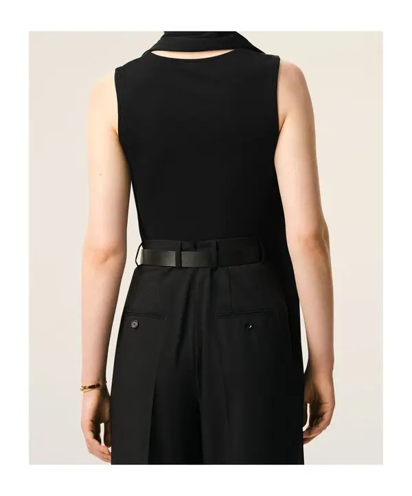 AMI Paris Sleeveless Top With Scarf Detail - Black