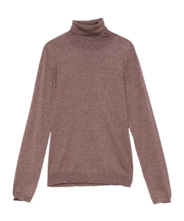 Brunello Cucinelli High Neck Ribbed Knit Top