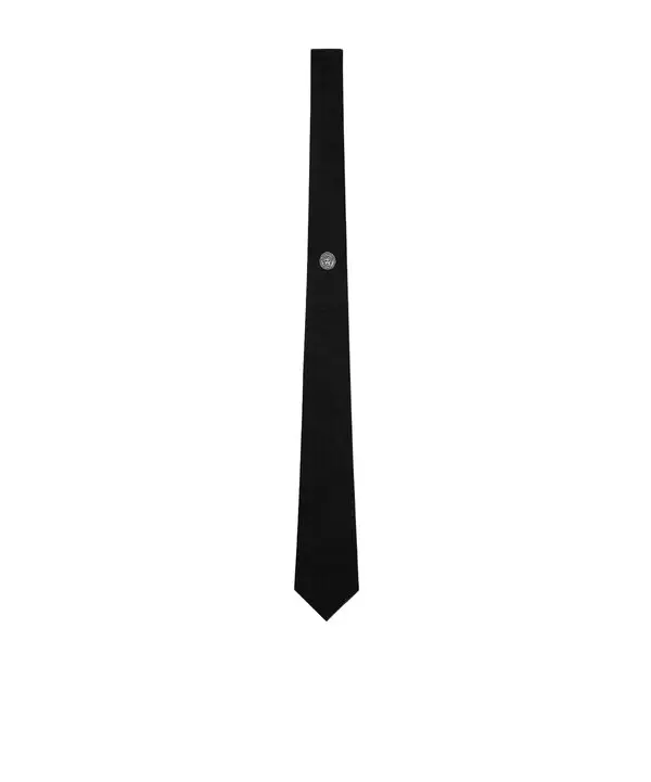 Versace Barocco Pointed Tip Tie - Black