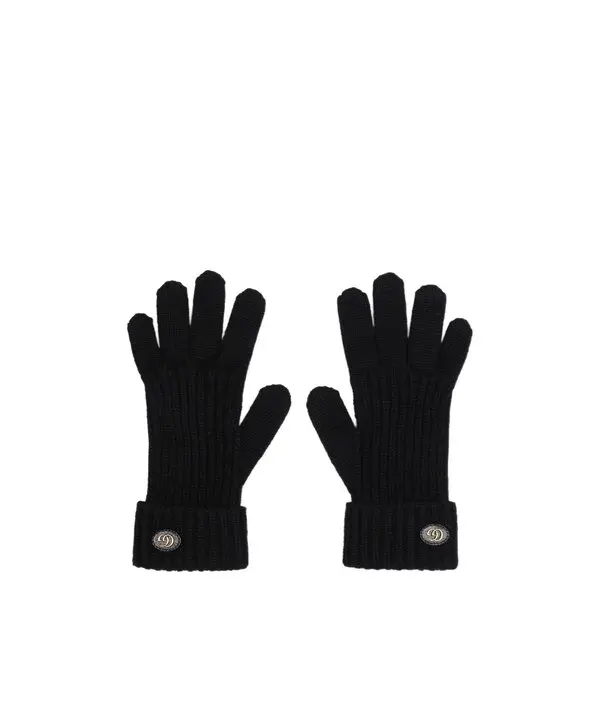 Gucci Double G Rib-knit Gloves - Black