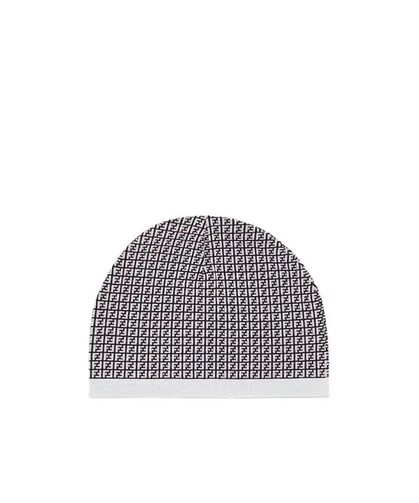 Fendi Monogrammed Wool Beanie - White