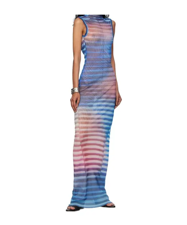 JEAN PAUL GAULTIER Striped Sheer Maxi Dress