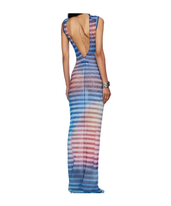 JEAN PAUL GAULTIER Striped Sheer Maxi Dress