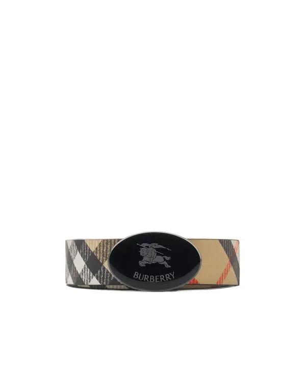 Burberry Checked Logo Buckle Reversible Belt - Sand/black