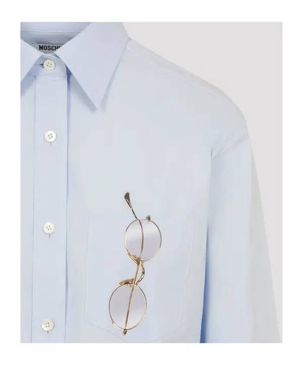 Moschino Long-sleeved Shirt With Buckle Cuffs And Printed Detail