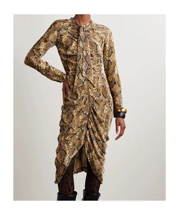 Isabel Marant Étoile Long Sleeve Zippered Bow Tie Dress
