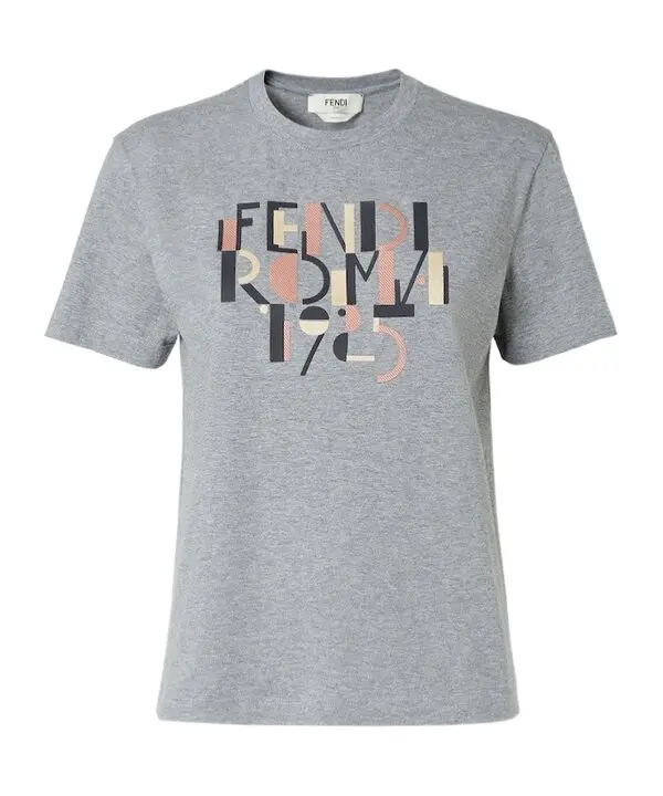 Fendi Gray Mélange Cotton T-shirt - Grey