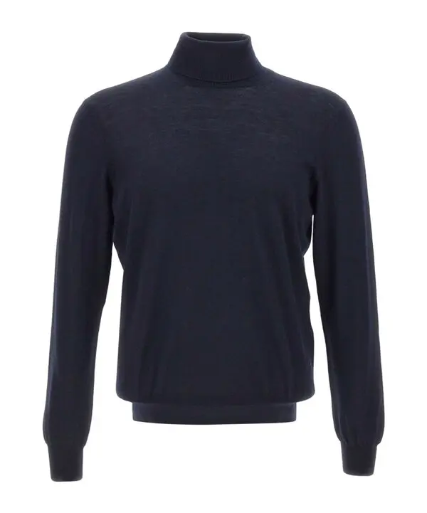 GRAN SASSO Ribbed Turtleneck Knit Sweater - Blue
