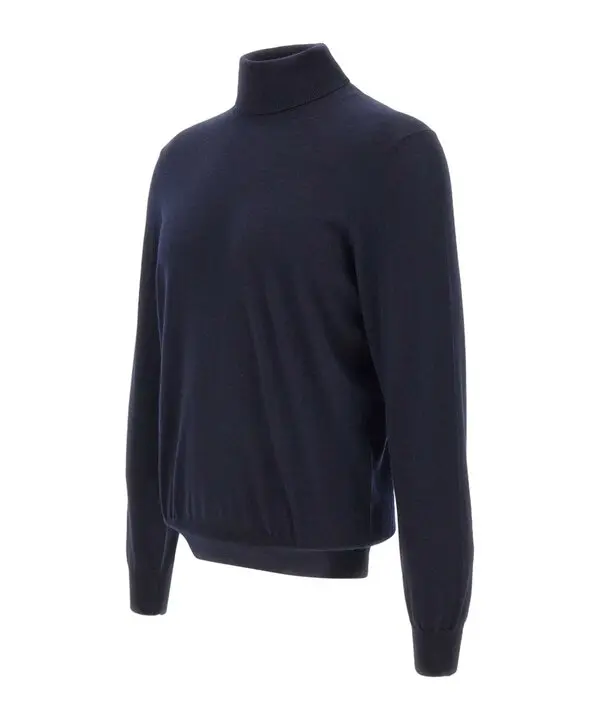 GRAN SASSO Ribbed Turtleneck Knit Sweater - Blue