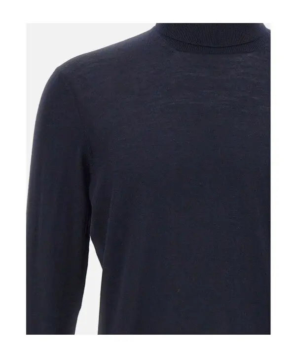 GRAN SASSO Ribbed Turtleneck Knit Sweater - Blue