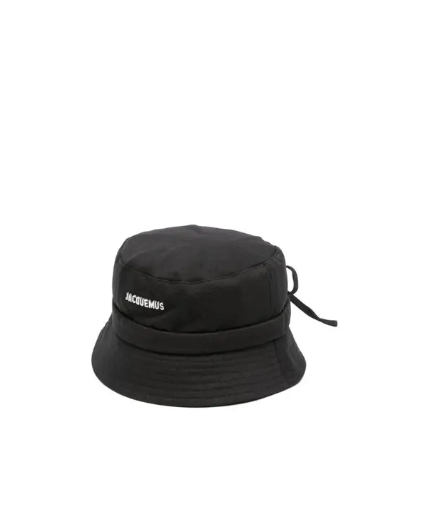 Jacquemus Logo Lettering Bucket Hat - Black