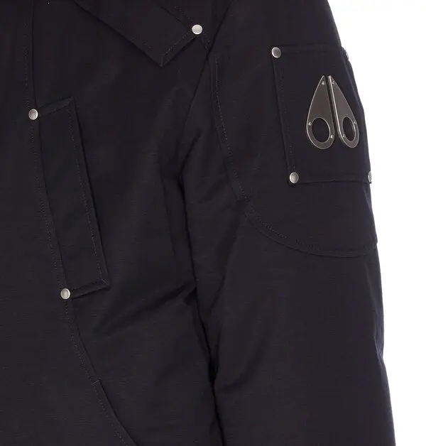 Moose Knuckles Zip-up Bomber Jacket With Hood And Fur Trim - Black