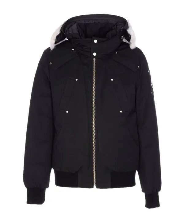Moose Knuckles Zip-up Bomber Jacket With Hood And Fur Trim - No