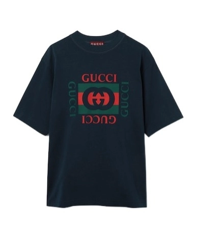 Gucci Logo Printed Crewneck T-shirt - Blue