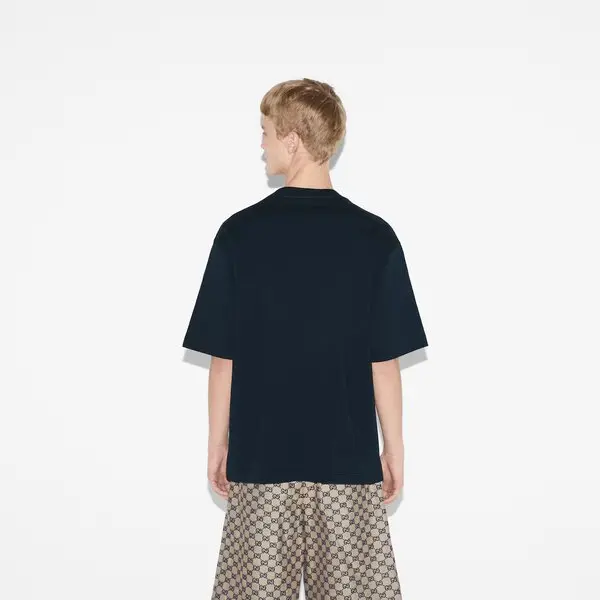 Gucci Logo Printed Crewneck T-shirt - Blue