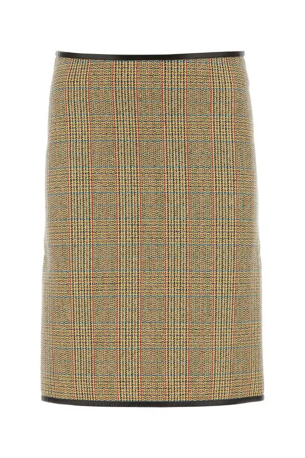 Bottega Veneta Check Patterned Side Slit Skirt - No