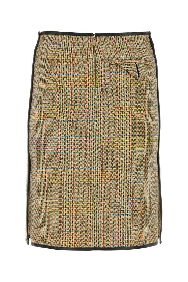 Bottega Veneta Check Patterned Side Slit Skirt