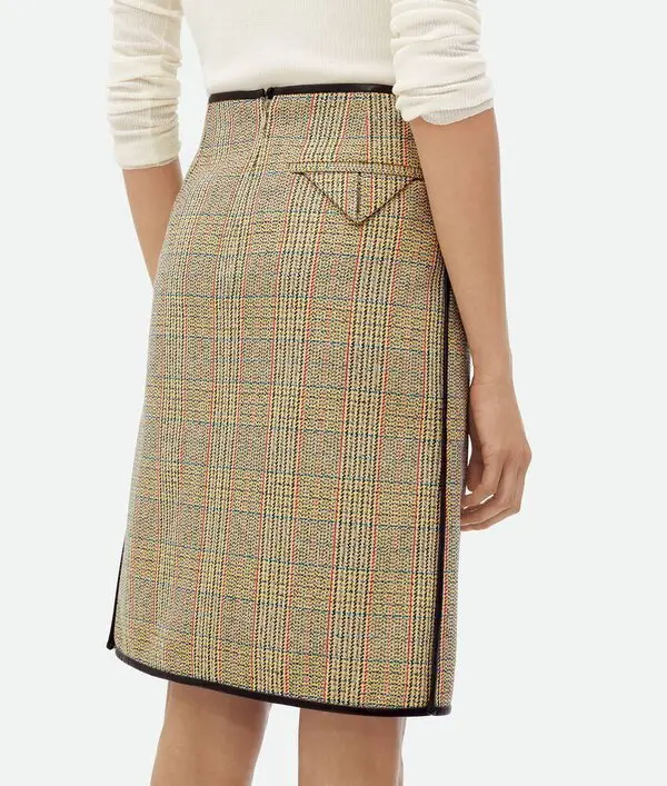 Bottega Veneta Check Patterned Side Slit Skirt
