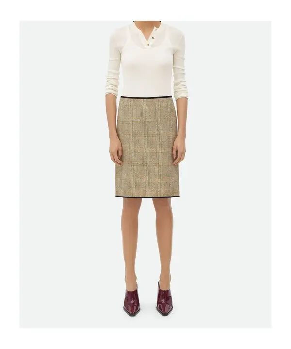 Bottega Veneta Check Patterned Side Slit Skirt