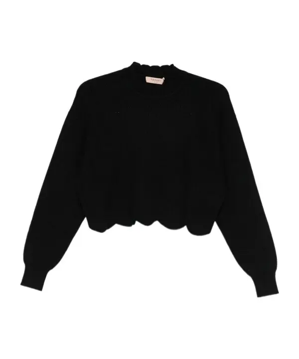 TWINSET Textured Knit Round Neck Sweater