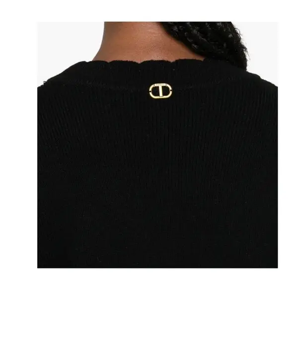 TWINSET Textured Knit Round Neck Sweater