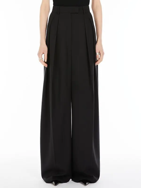 Sportmax Pleat Detailed Wide Leg Pants - Black