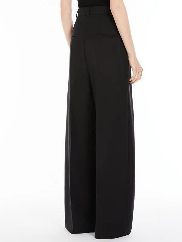 Sportmax Pleat Detailed Wide Leg Pants - Black
