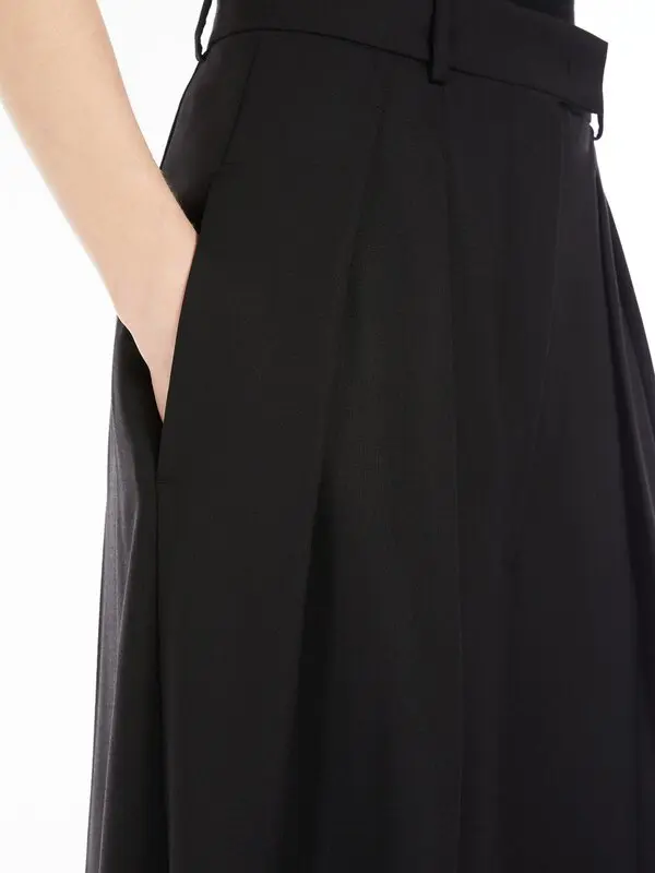 Sportmax Pleat Detailed Wide Leg Pants - Black