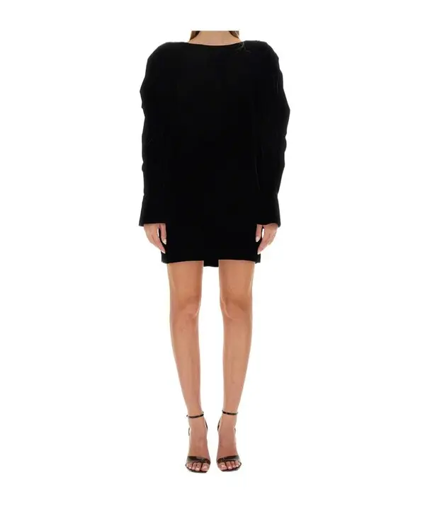 Nina Ricci Velvet Mini Dress With Puff Sleeves